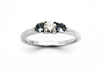 14K Diamond & Montana Sapphire Ring